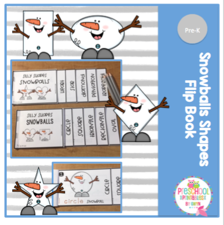 Snowballs Silly Shapes Flip Books ~ Preschool Printables