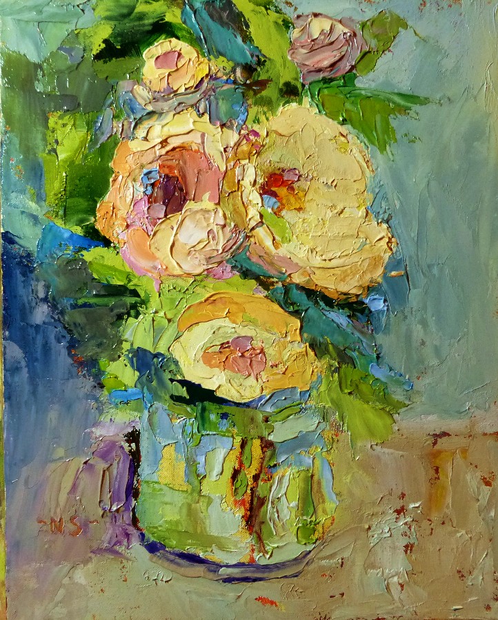 Nancy Standlee Fine Art: Last Flowers, 13001, Floral oil, 10x8 in ...