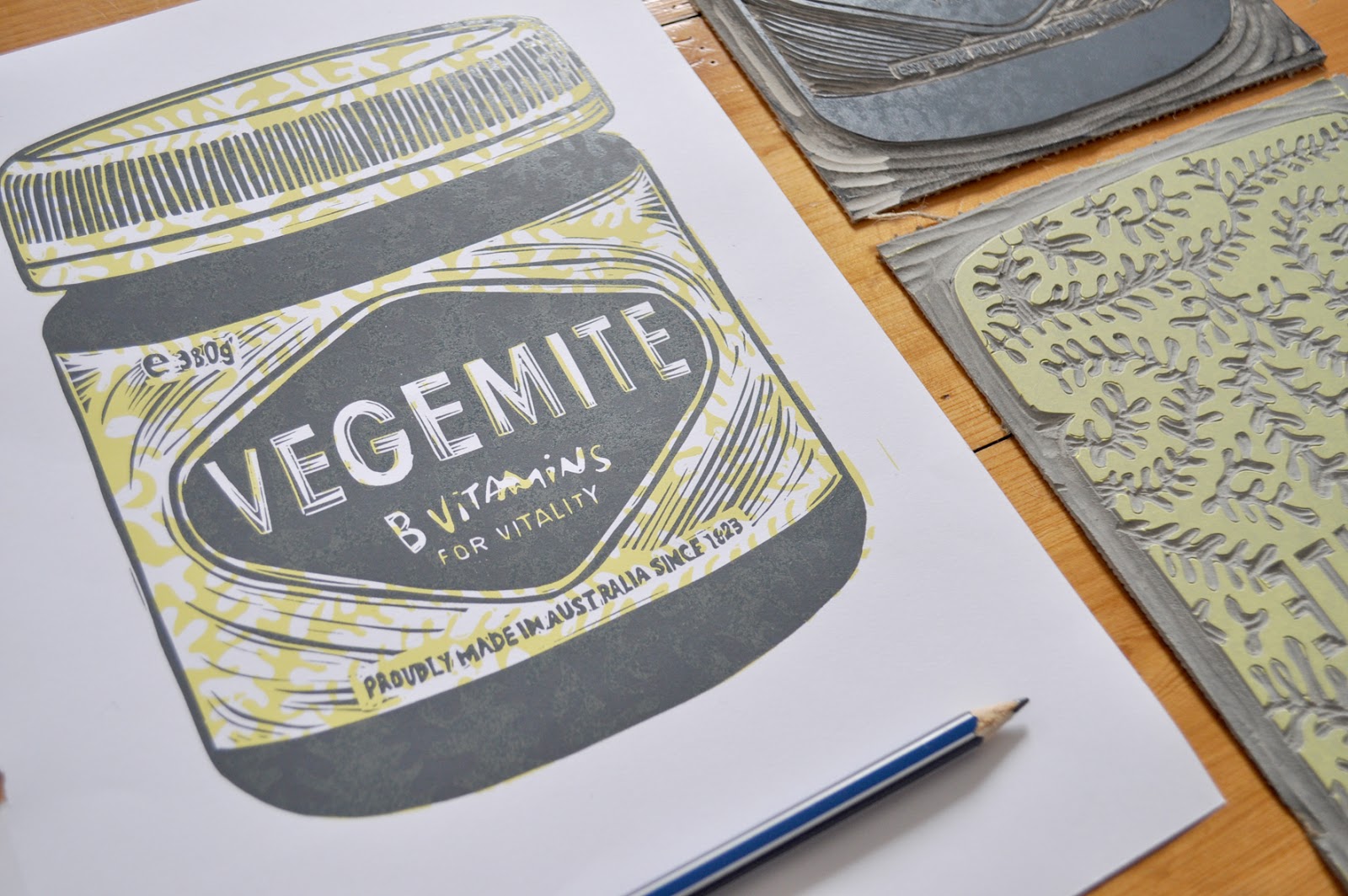 pigeon gillian: Multi Block Vegemite Print