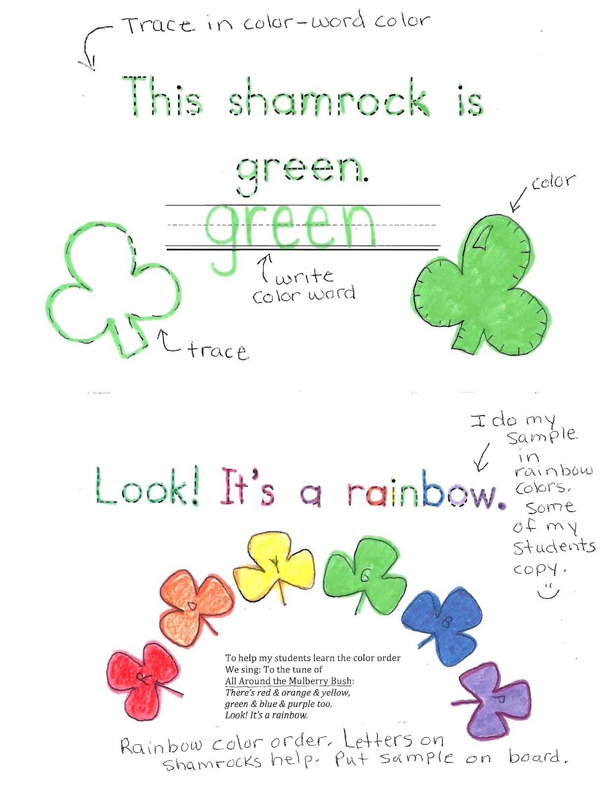 Classroom Freebies Too: PK-2 The Colors Of My Shamrocks