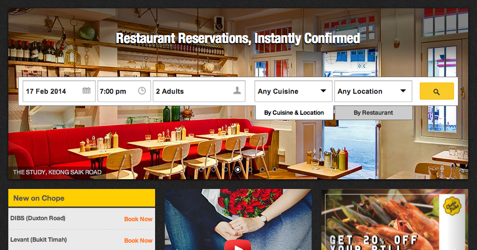 Chope Online Reservations Website/App: Restaurant Table Bookings Made ...
