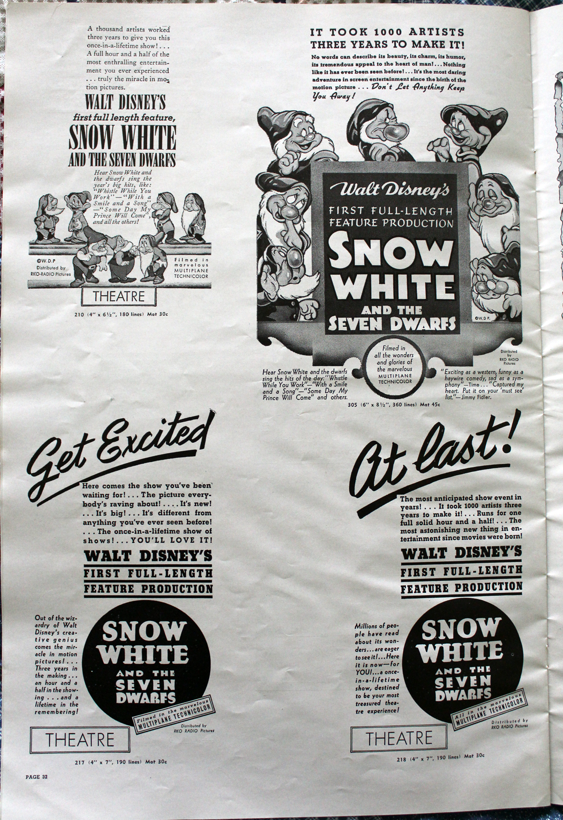 Filmic Light - Snow White Archive: 1938 RKO Snow White Pressbook (part II)