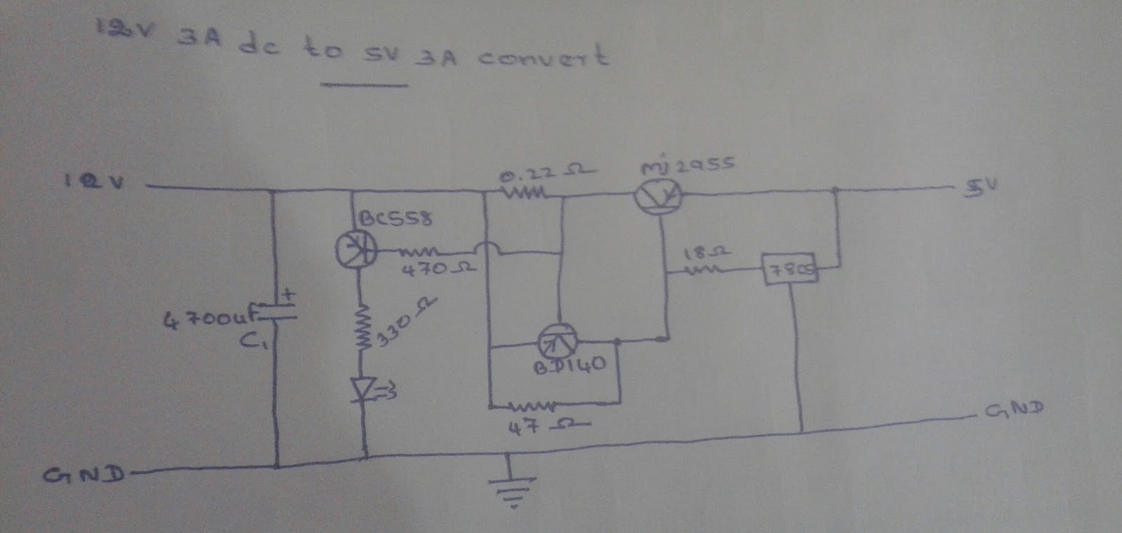 how to convert 12v 3A to 5v 3A
