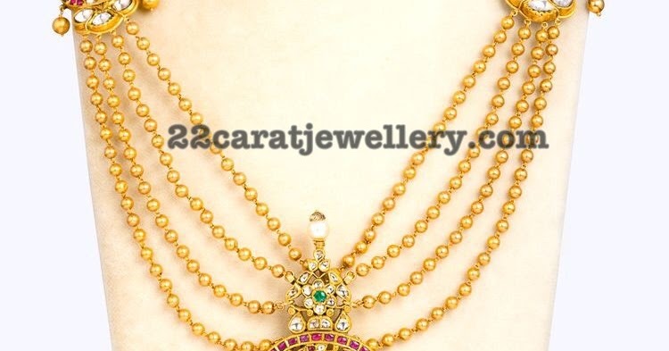 Four Layers Gold Balls Necklace Kandoli - Jewellery Designs