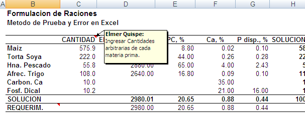 Metodo de Prueba y Error en Excel