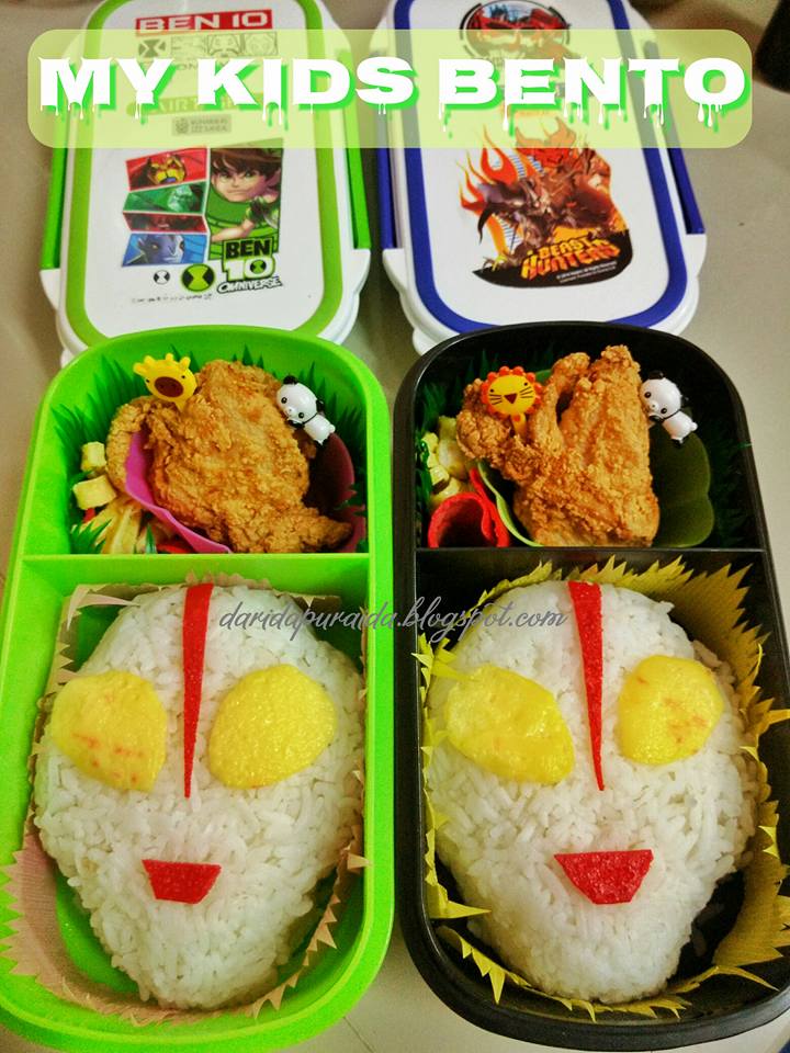 Dari Dapur Aida: Bento #12 - - - Nasi Ultraman + Ayam Goreng