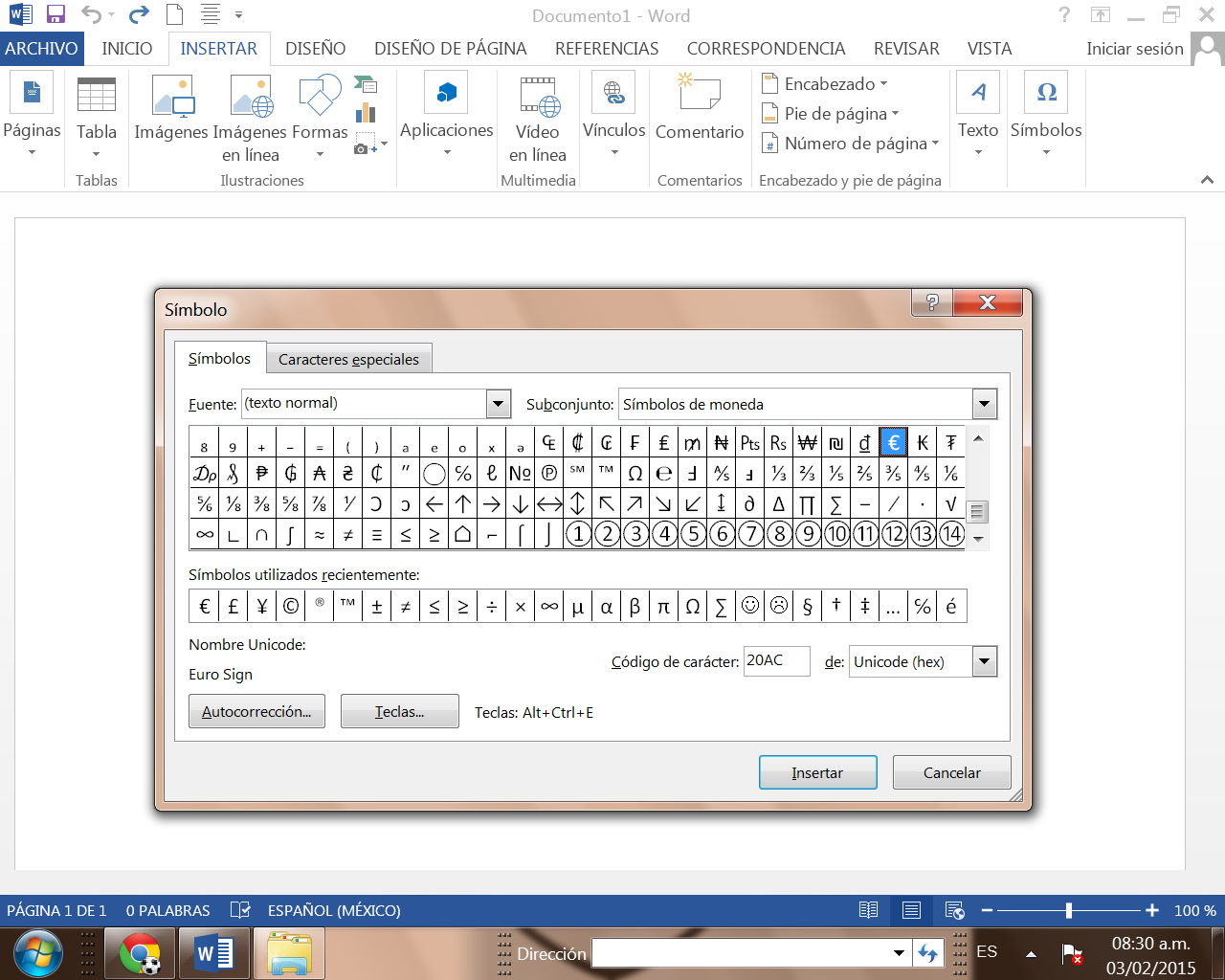 word: pasos para llegar a símbolos