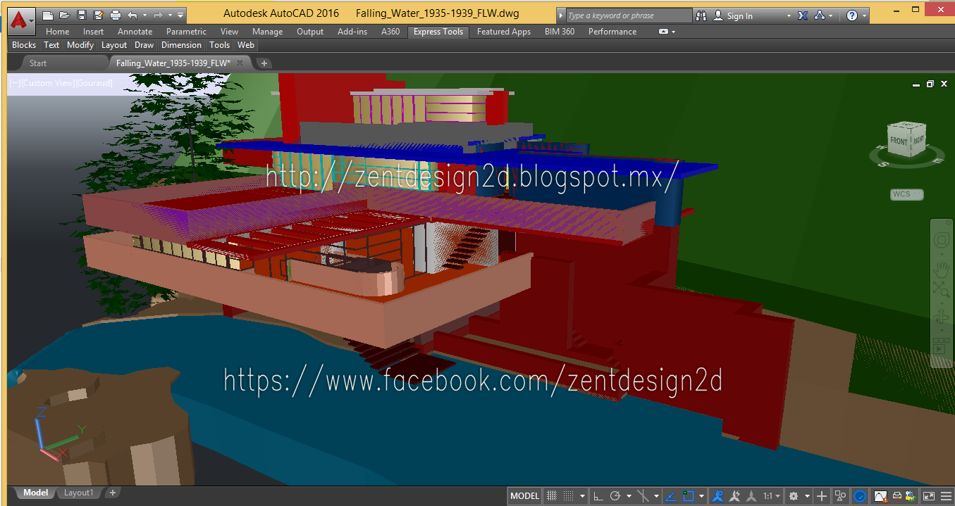 Fallingwater - Casa de la Cascada PROJETC FREE ~ ZENT DESIGN 2D
