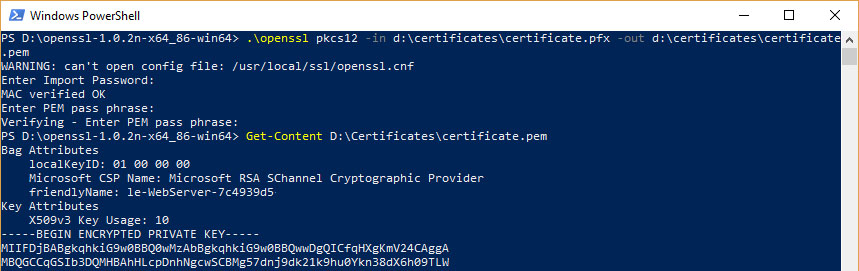 Converting Certificates using OpenSSL