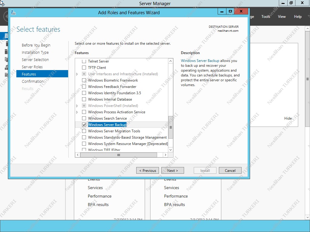 Windows Server 2012 Active Directory Backup | NESLİHAN TÜRKERİ