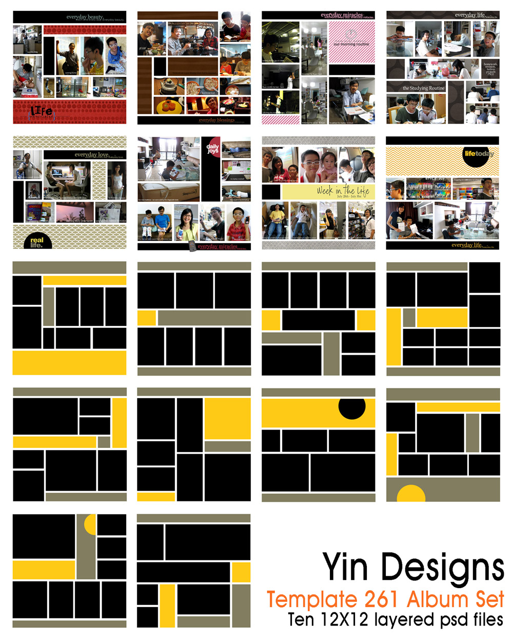 Yin Designs: Template 261 Album Set
