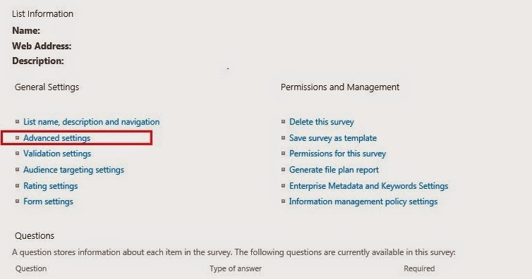 SharePoint 2013 Survey Setting Permission