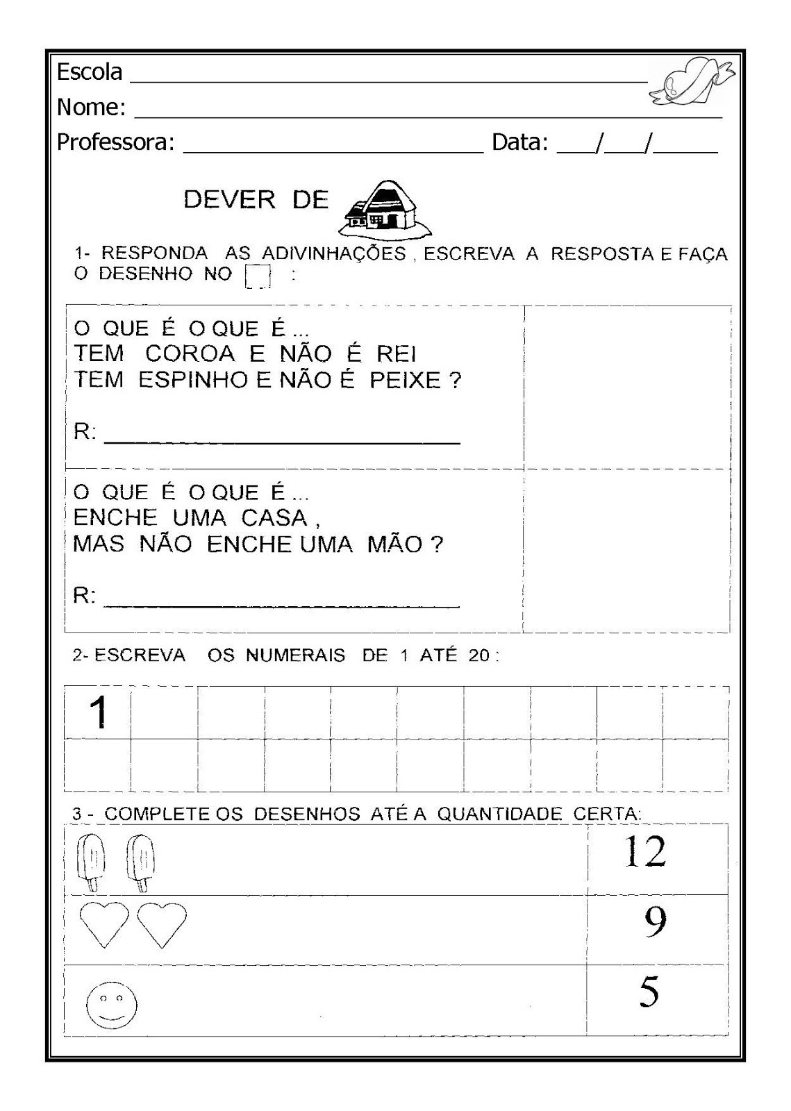 Alfabetizar com AMOR: FOLCLORE - DEVER DE CASA / 1º ANO