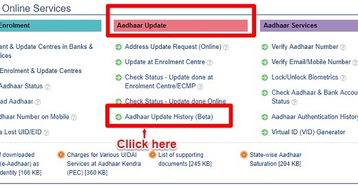 How to view or Download Aadhaar update History?