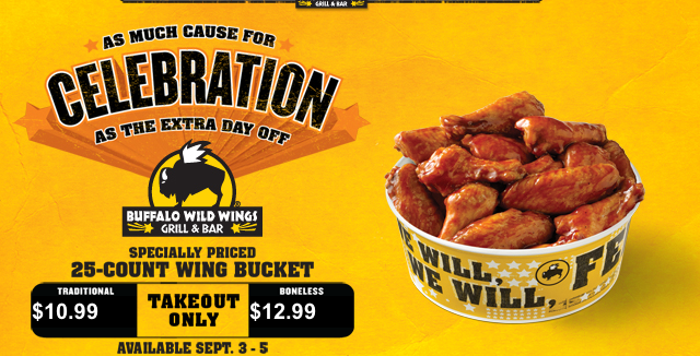 My Memphis Mommy: Buffalo Wild Wings: 25 Count Only $10.99 TAKEOUT ONLY