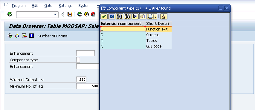 SAP TECH: Searching EXIT using Table "MODSAP"