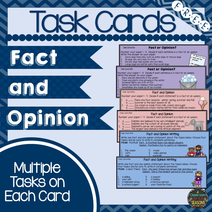 Classroom Freebies Too: Fact and Opinion Task Cards