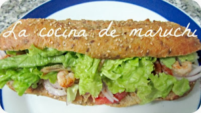 la cocina de maruchi: El bocata de Pechuga de Pollo y gambas de Maruchi.