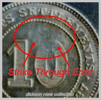1927 KG V 10 CENTS STRIKE THROUGH ERRORS | Error coins