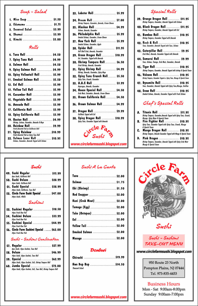 circlefarmsushimenu: circle farm sushi menu
