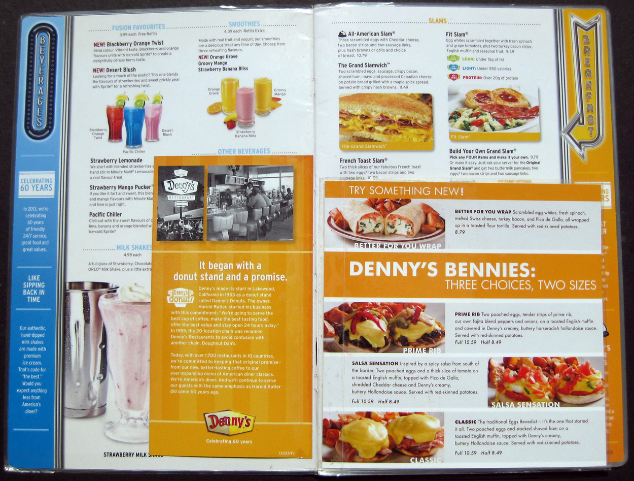 Ronn's Big Pile of Stuff: Denny's Celebrating 60 Years Retro Style Menu