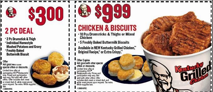 KFC (Kentucky Fried Chicken) Printable Coupons August 2015