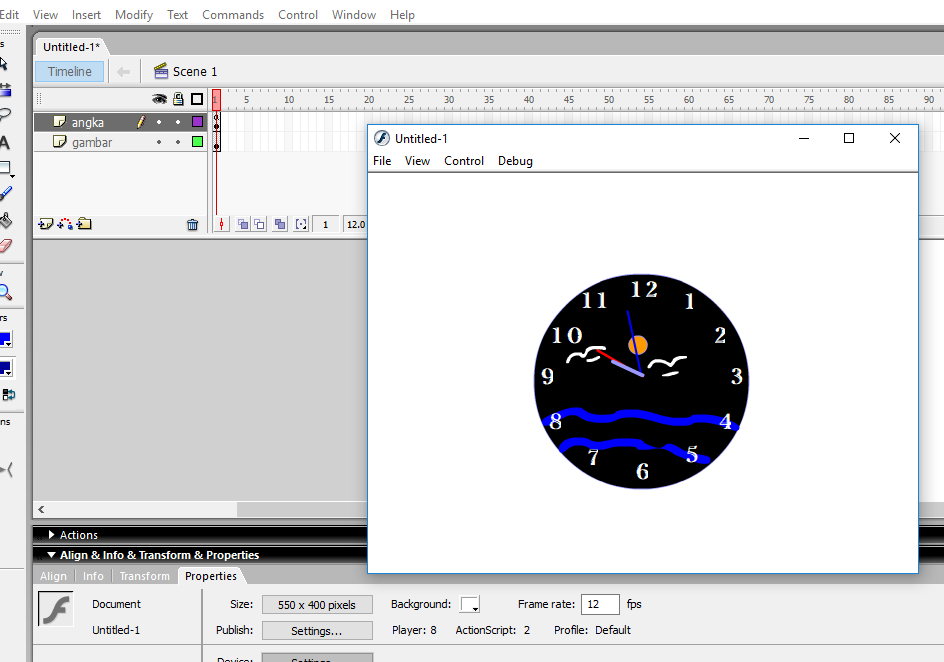 cara membuat jam analog dengan MACROMEDIA FLASH 8
