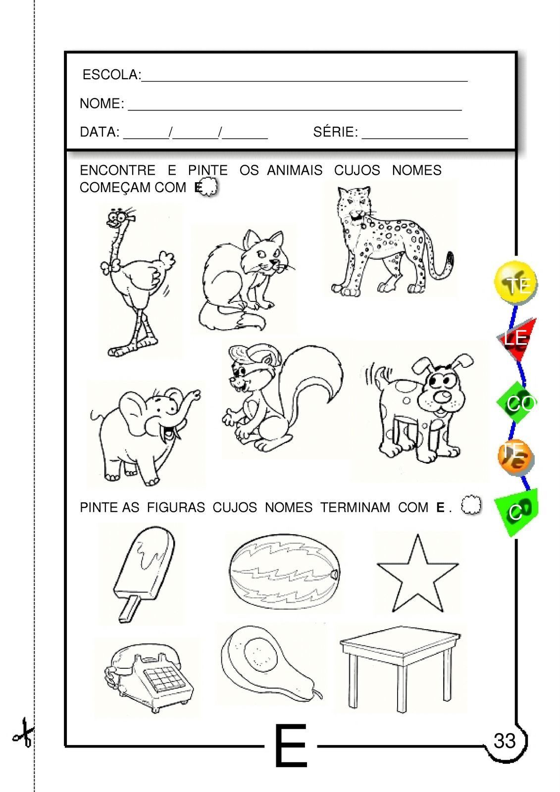EducaÇÃo E Artes Letra E