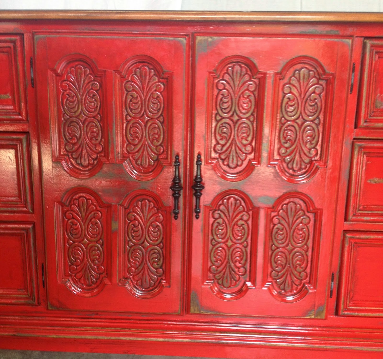That's Not Junk...Refurbished Recycled Furniture: Distressed Red Buffet