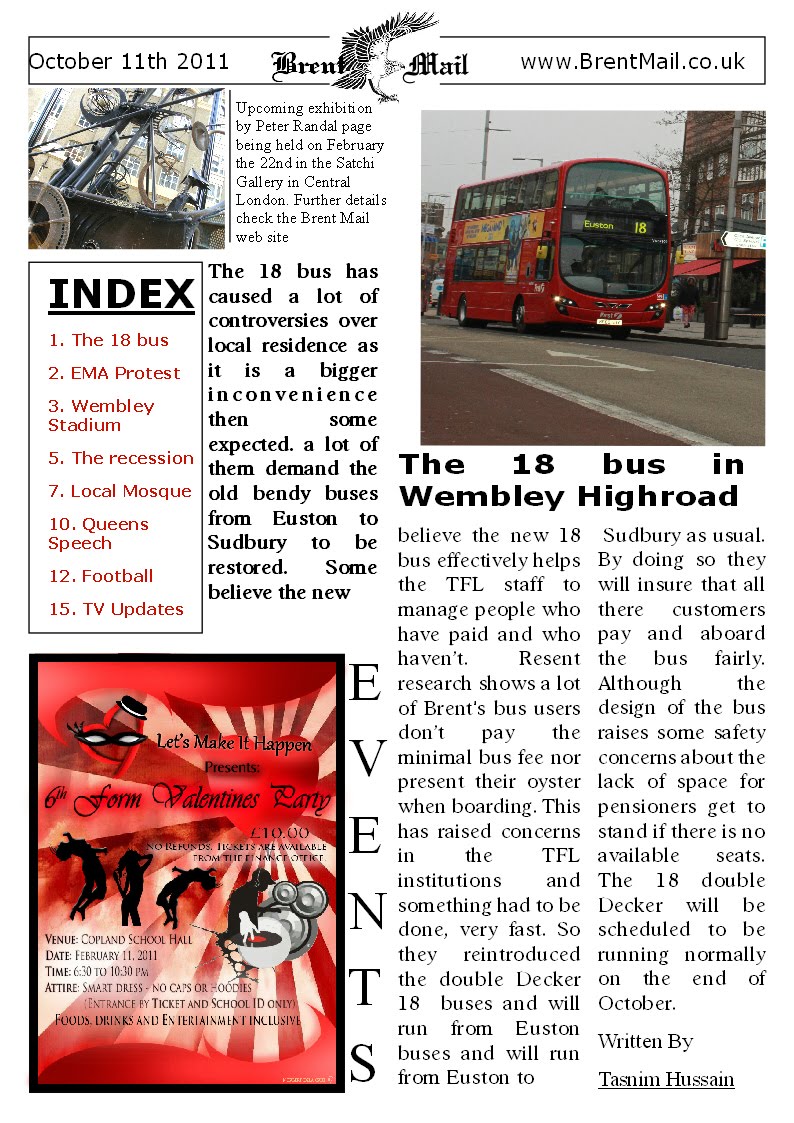 Tasnim Hussain / Advanced Portfolio: Newspaper front cover and inside page