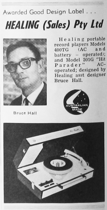 Industrial Design in Victoria Australia: Bruce Hall - A.G.Healing