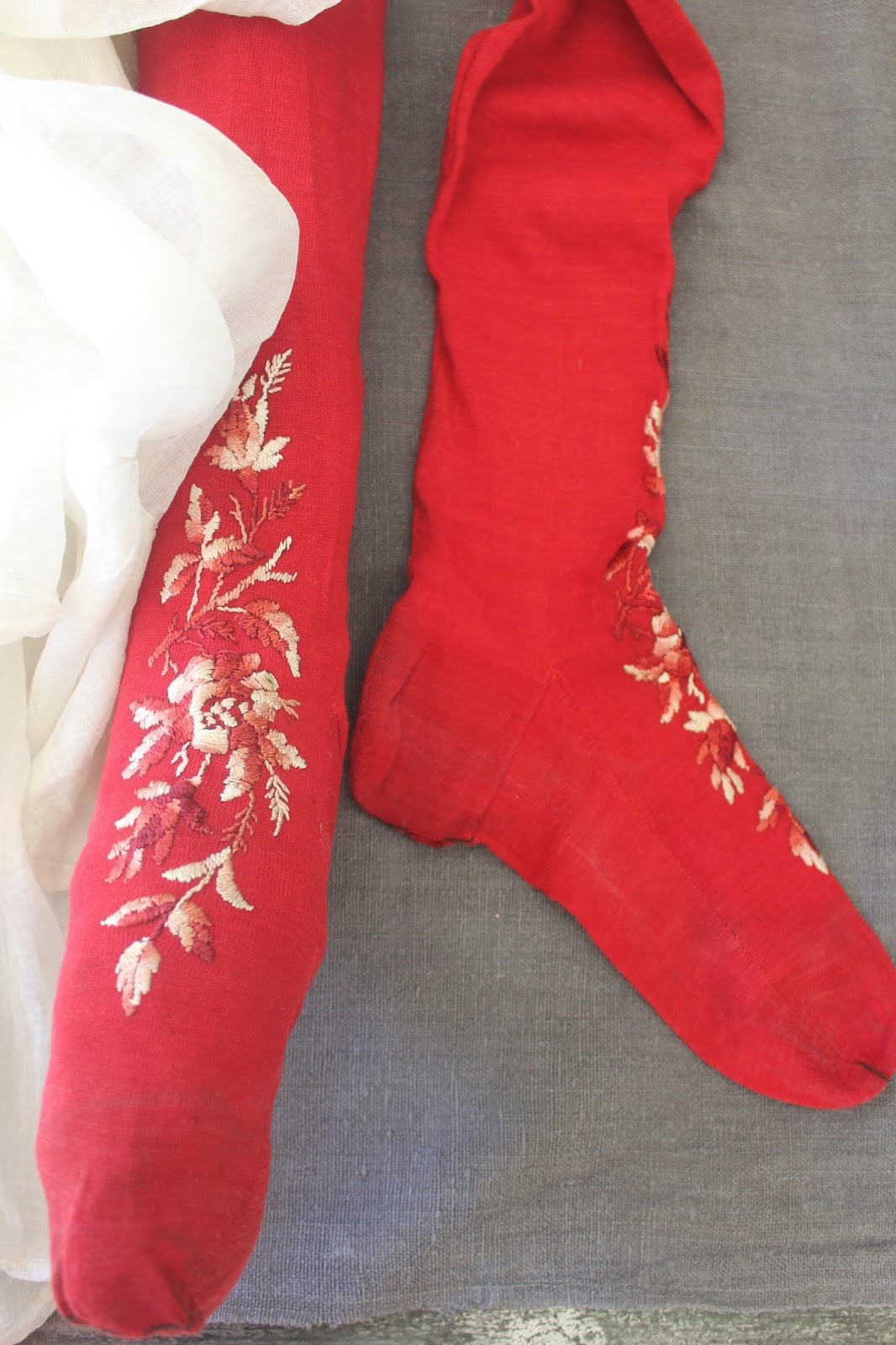 SilkDamask : A Charming Pair of Red Victorian Stockings