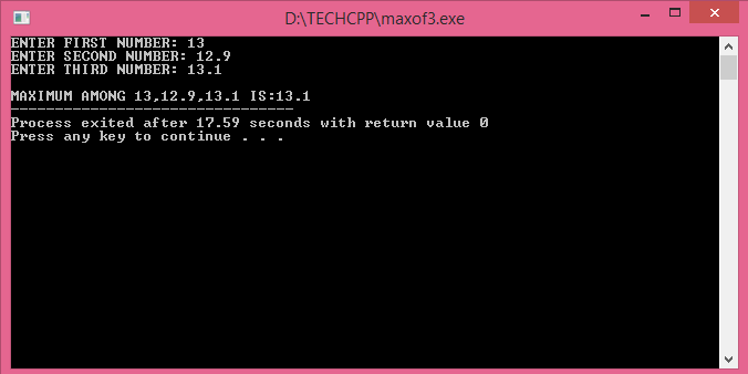 C Program To Find The Maximum Of Three Numbers Devcppgcc Techcpp