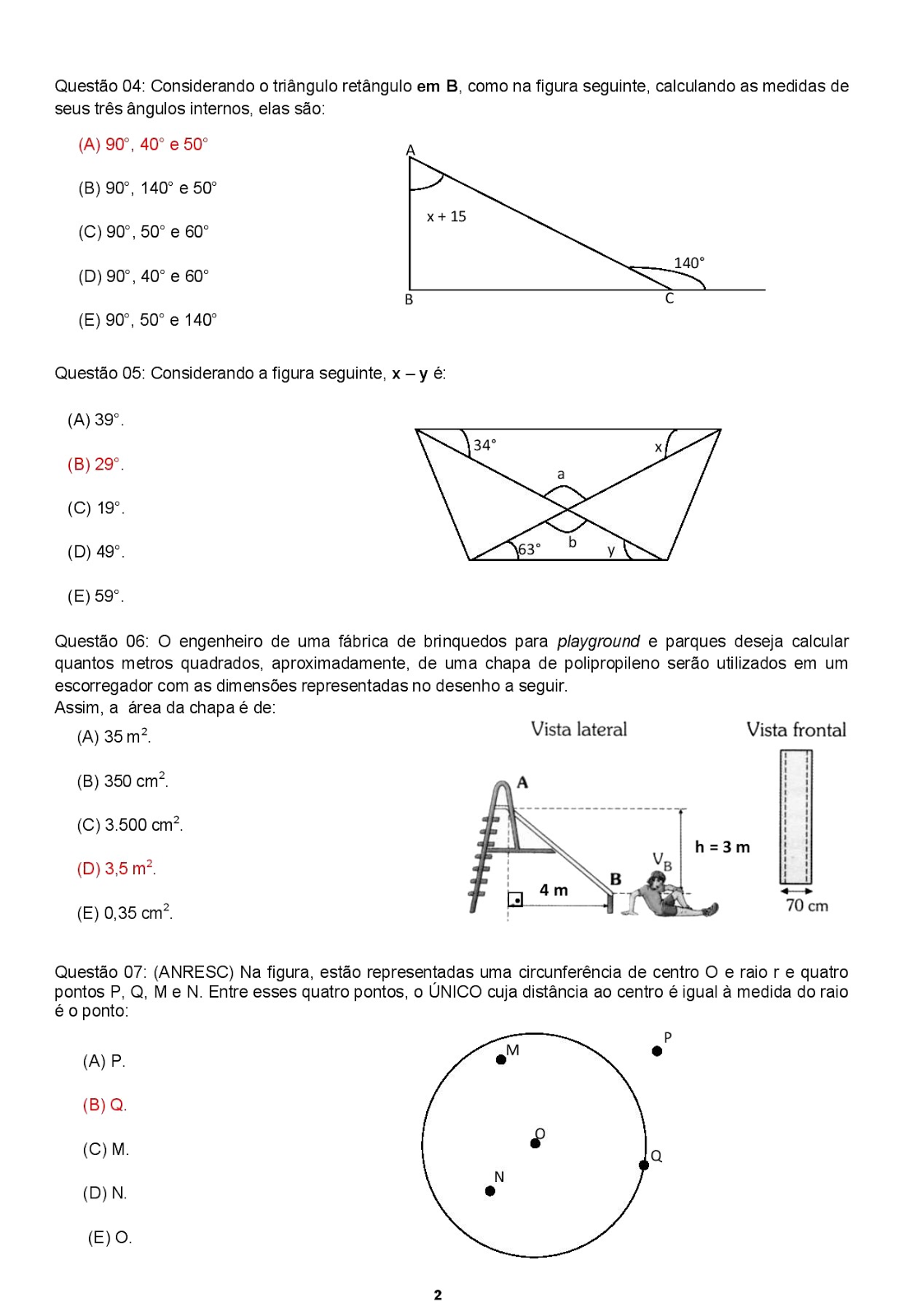 Prova De Geometria 8 Ano - LIBRAIN