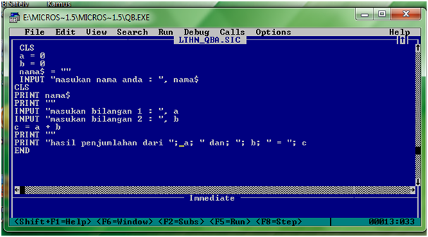 Au Ah Gelap: contoh flowchart & program penjumlahan pada Qbasic