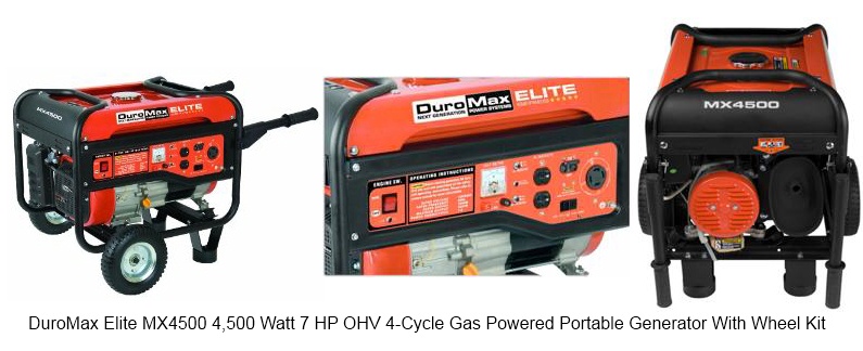 DuroMax Elite MX4500 4,500 Watt 7 HP OHV 4-Cycle Gas Powered Portable ...