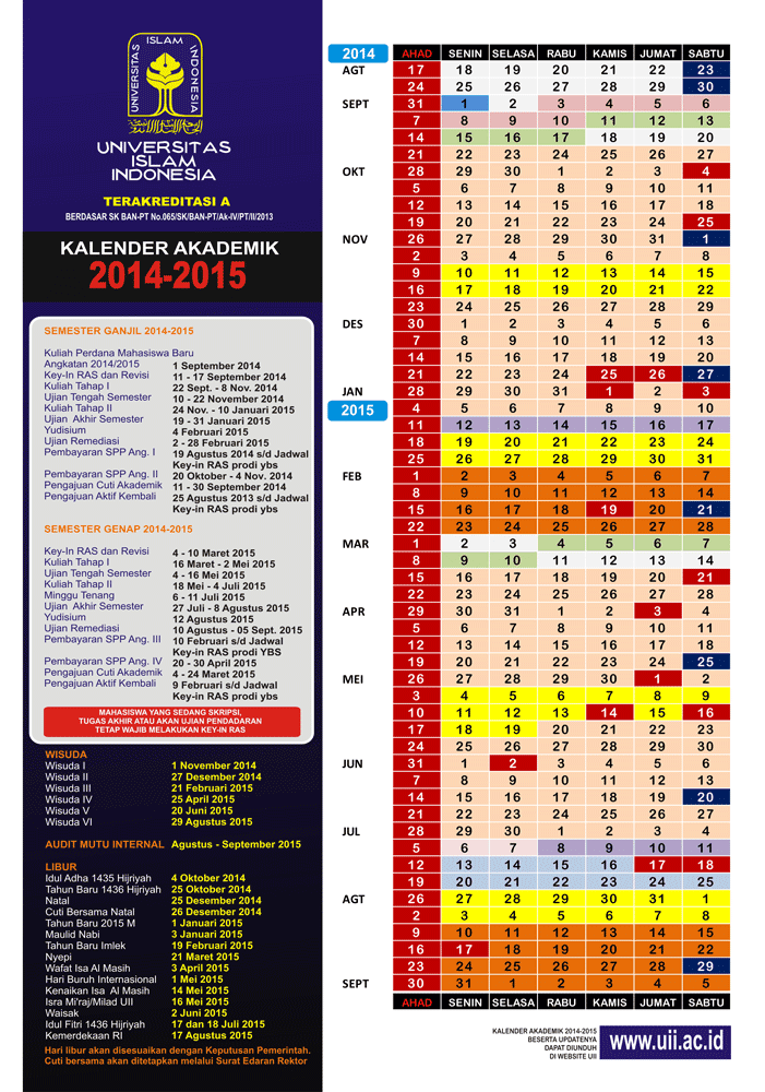 KALENDER AKADEMIK UII 2014/2015 | Himpunan Mahasiswa Teknik Industri ...