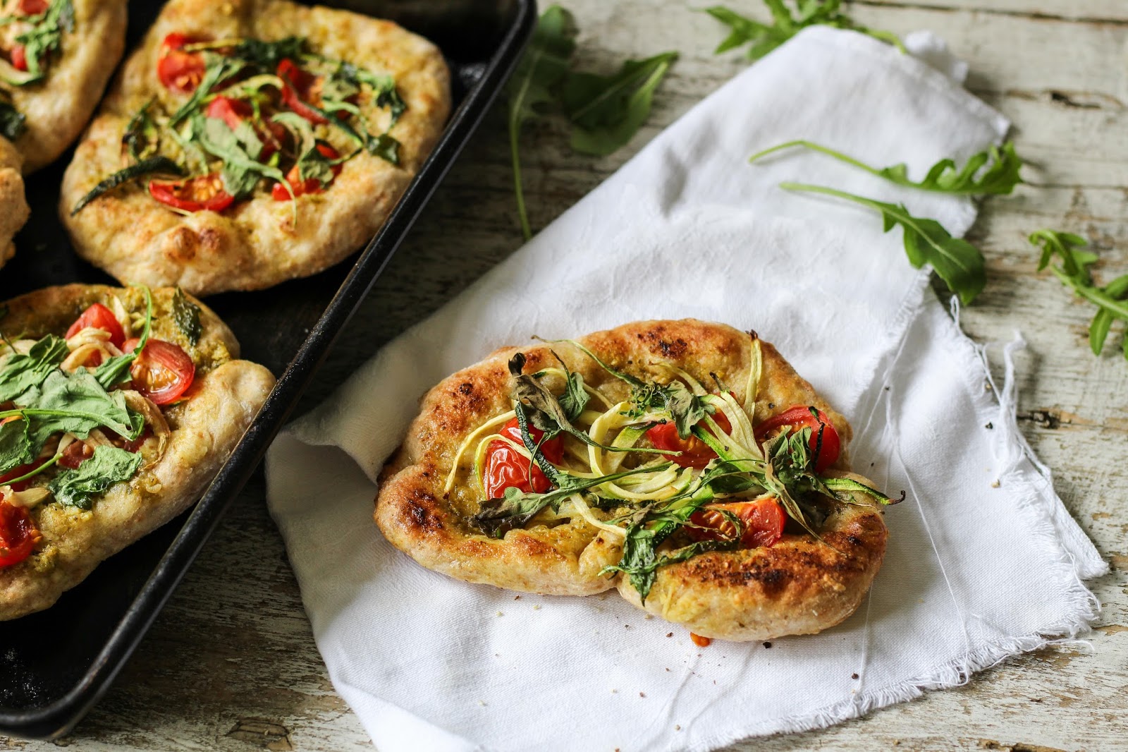 The Spoon and Whisk: Garlic Pesto, Tomato and Courgette Pizzettes