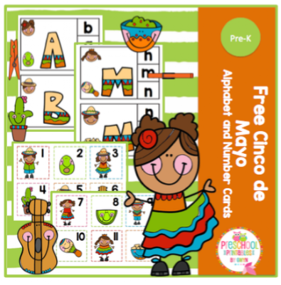 Free Cinco de Mayo Alphabet Clip Cards and Number Cards ~ Preschool ...
