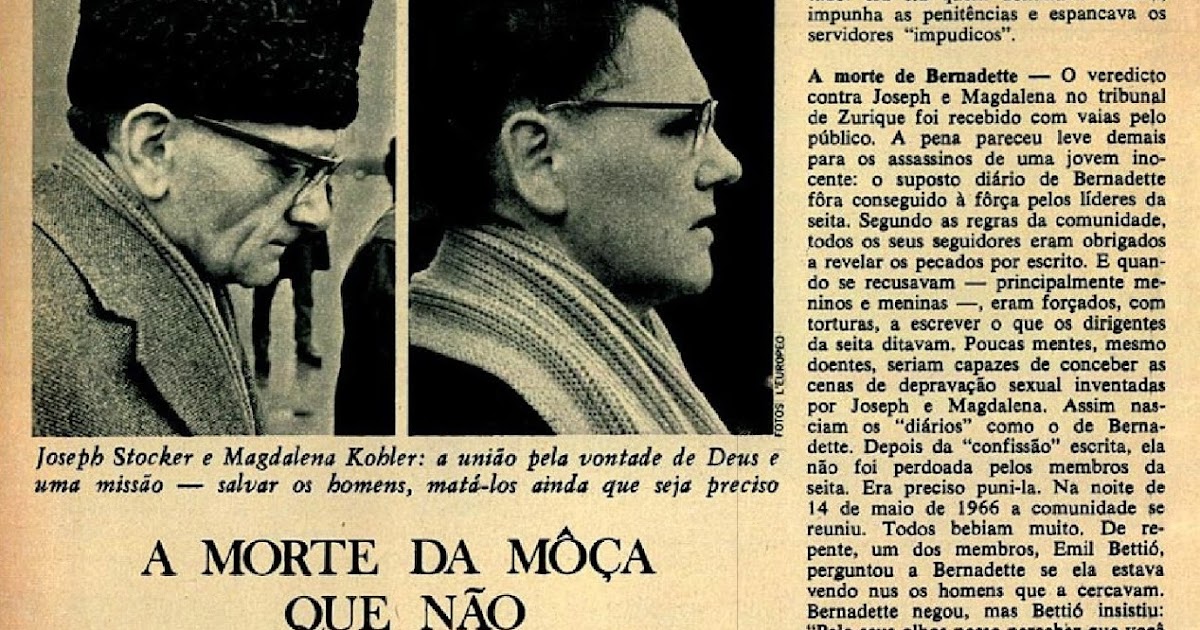 OUTRAS VELHIDADES: Bernadette Hellikon, Joseph Stocker, Magdalena Kohler