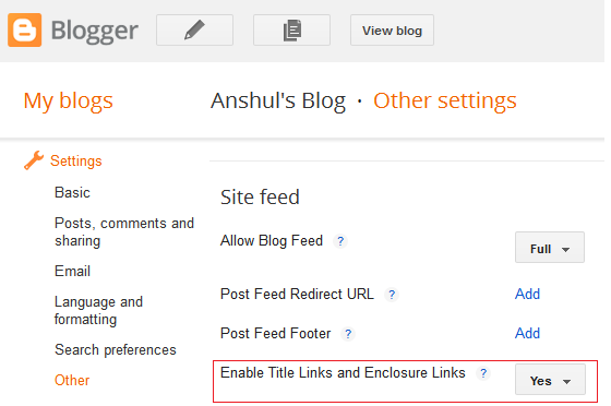 Anshul's Blog: Enclosure links in Blogger