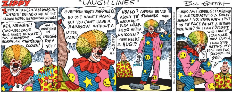 Pat Cashin's CLOWNALLEY: ZIPPY THE PINHEAD: "Laugh Lines" by Bill Griffith