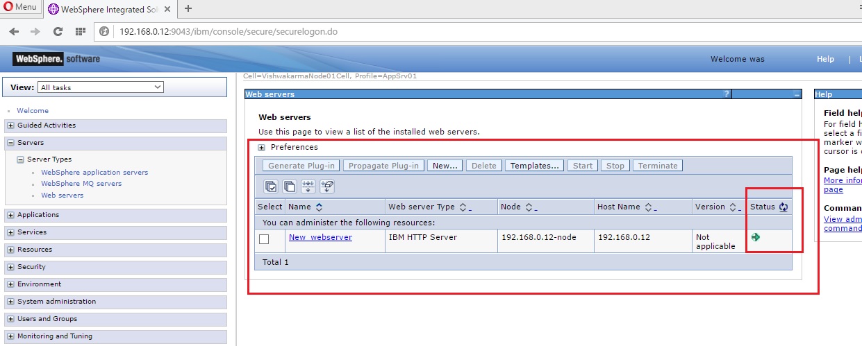 MiddlewareBox: How to Create Web Server in WAS 8.5