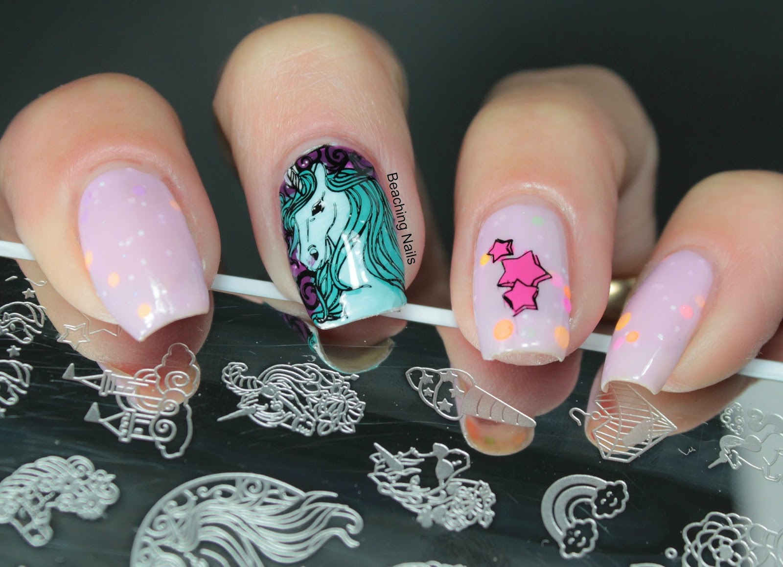 Surfer Girl aka Beaching Nails: Unicorn Mani Fun