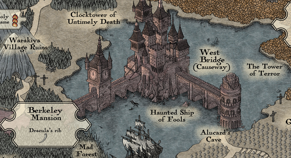 Select from either a color or black and white Castlevania castle map on ...