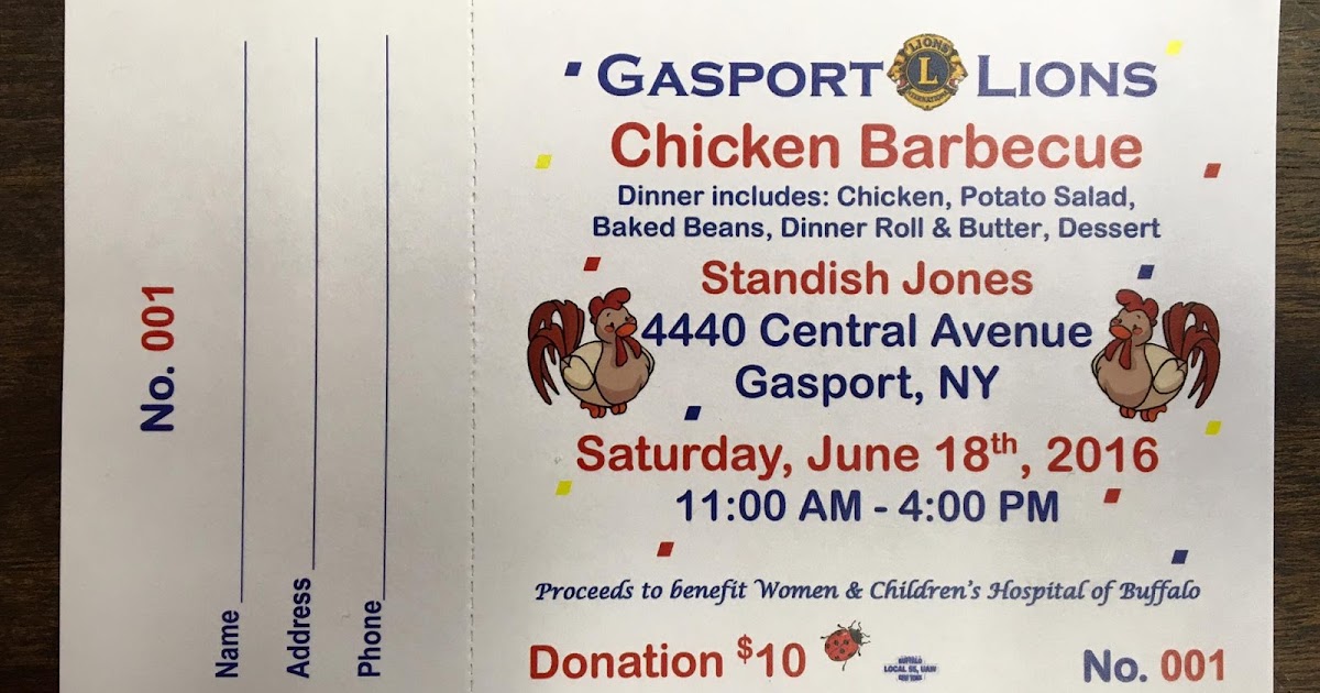 LIFE AND TIMES IN GASPORT, NEW YORK: GET YOUR TICKETS FOR CHICKEN BBQ