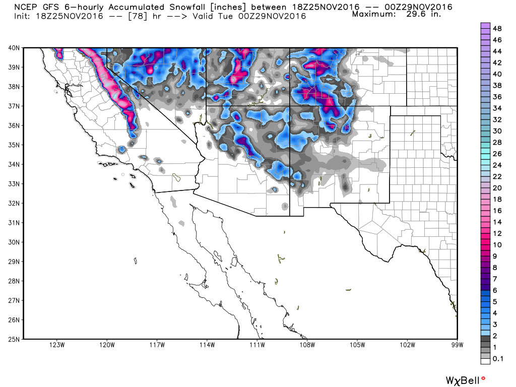 Latest Regional (NM/AZ) Forecast Snowfall Updates.
