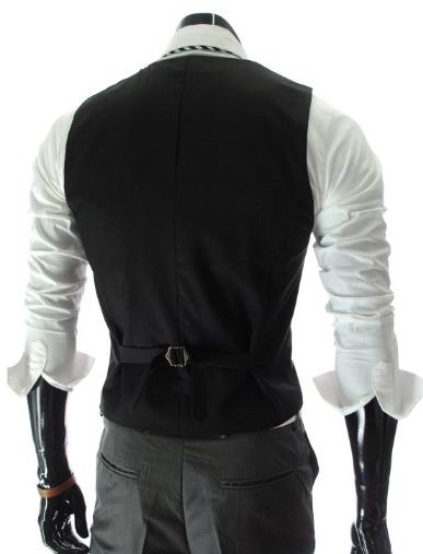 TheLees Mens slim fit chain point 3 button vest ~ ZF attire