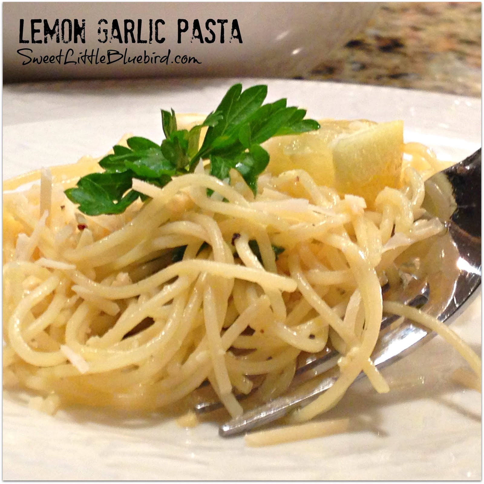 Lemon Garlic Pasta - Sweet Little Bluebird