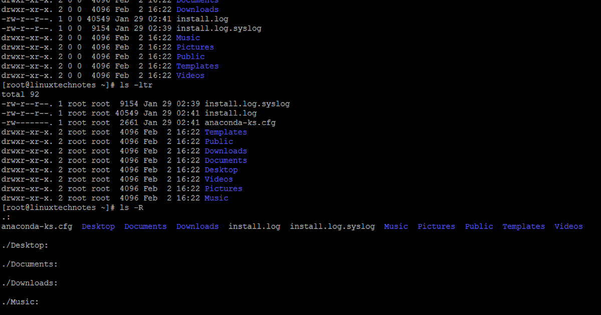 linux technotes: Ls commands in Linux and examples